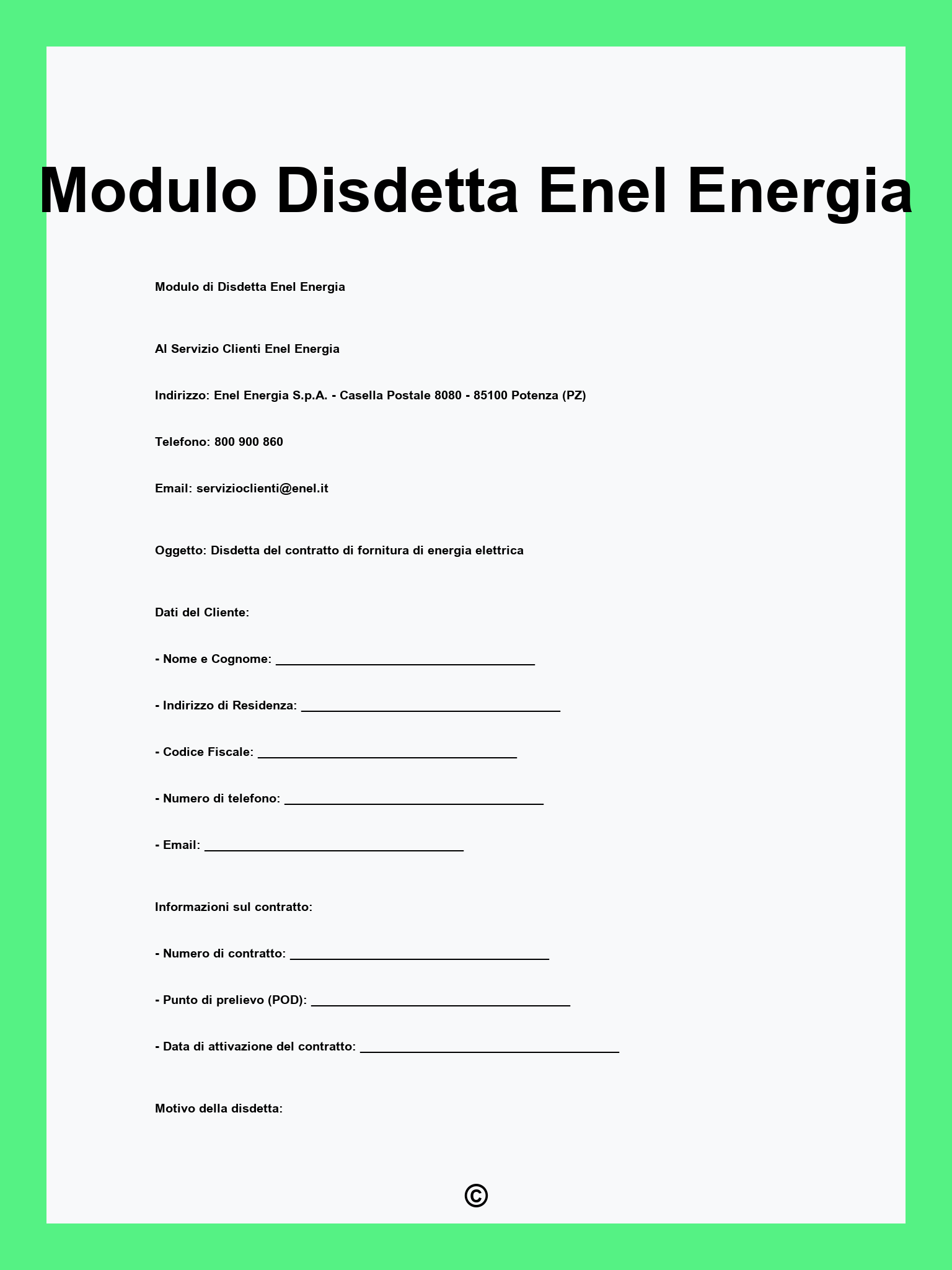 Modulo Disdetta Enel Energia