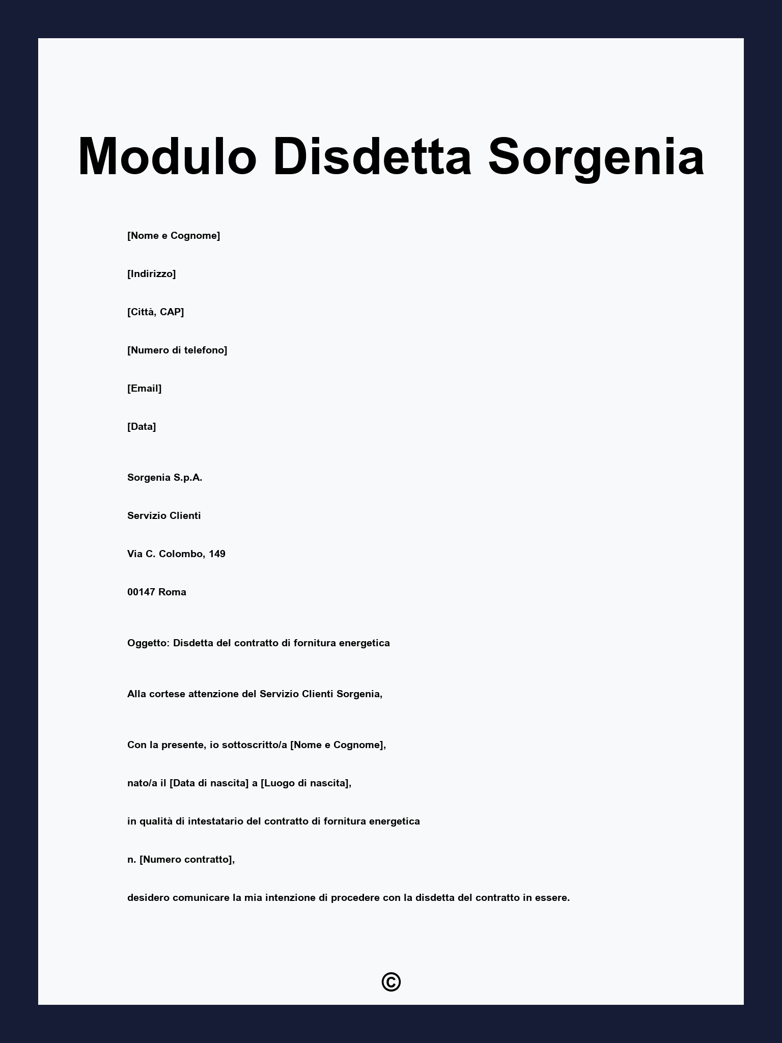 Modulo Disdetta Sorgenia