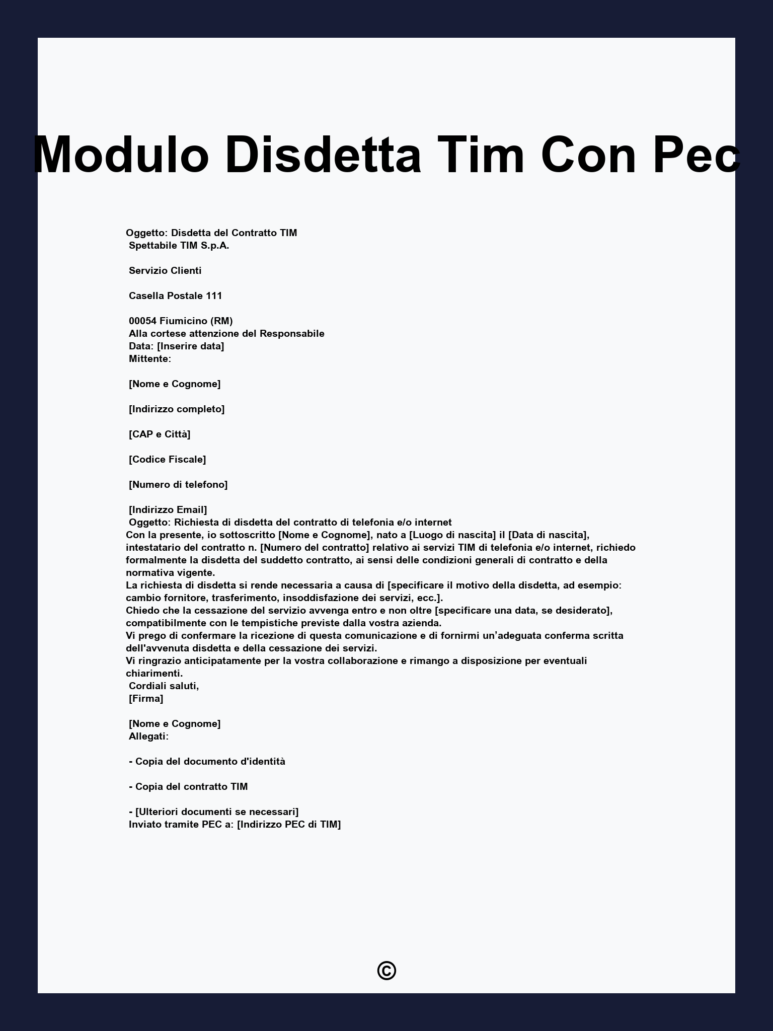 Modulo Disdetta Tim Con Pec