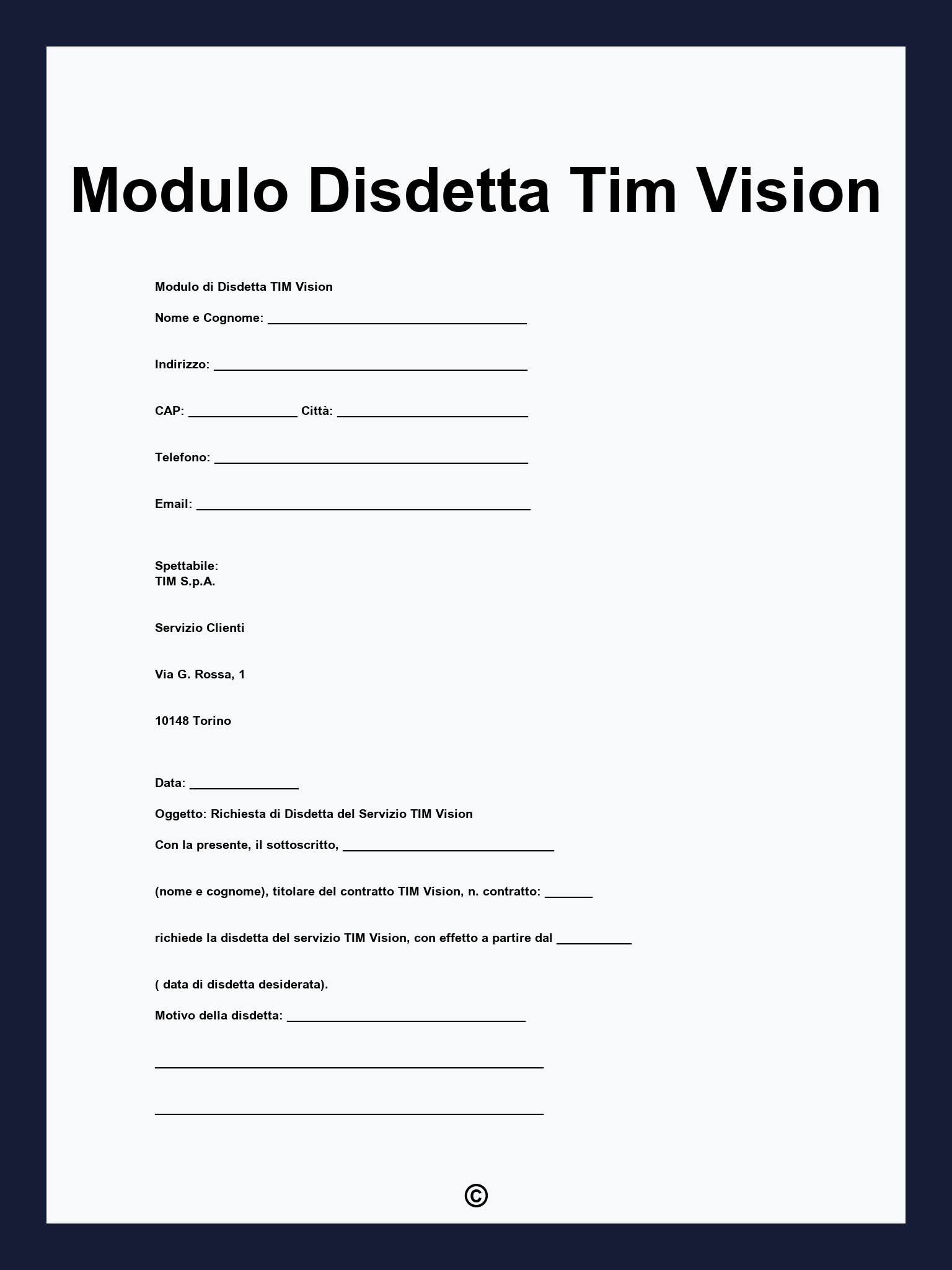 Modulo Disdetta Tim Vision